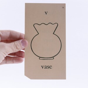 V VASE Flash Card, Two-sided, Sepia, Aged, Vintage, Antique, Sight Word ...