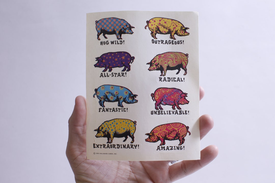 1995 Pig Sticker Sheet, Vintage Stickers, Collectible Memorabilia, Year ...