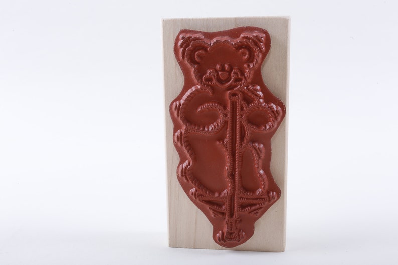 Teddy Bear Jumping Pogo Stick Animal Message Stamp Country - Etsy