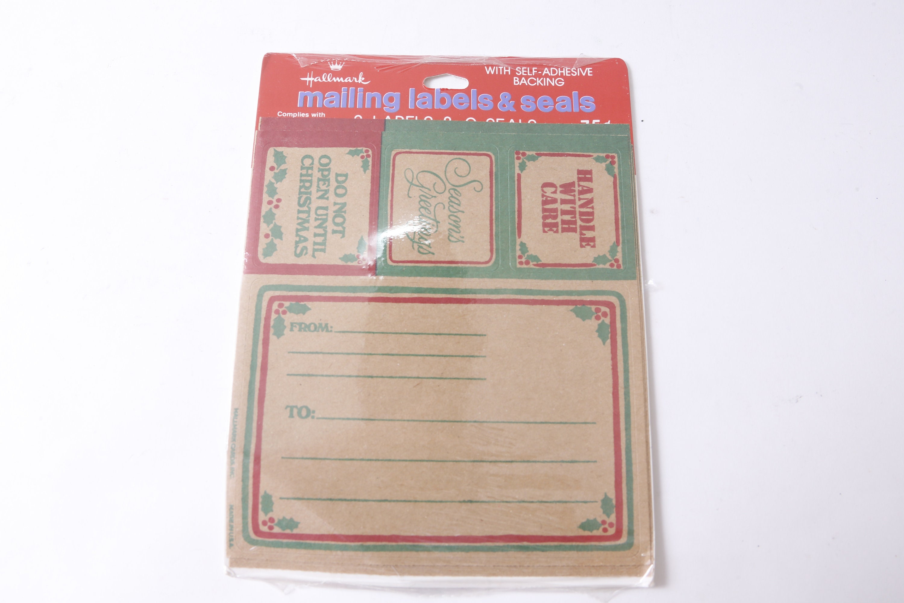Hallmark, Christmas, Season's Greetings, Mailing Labels and Seals, Card ...