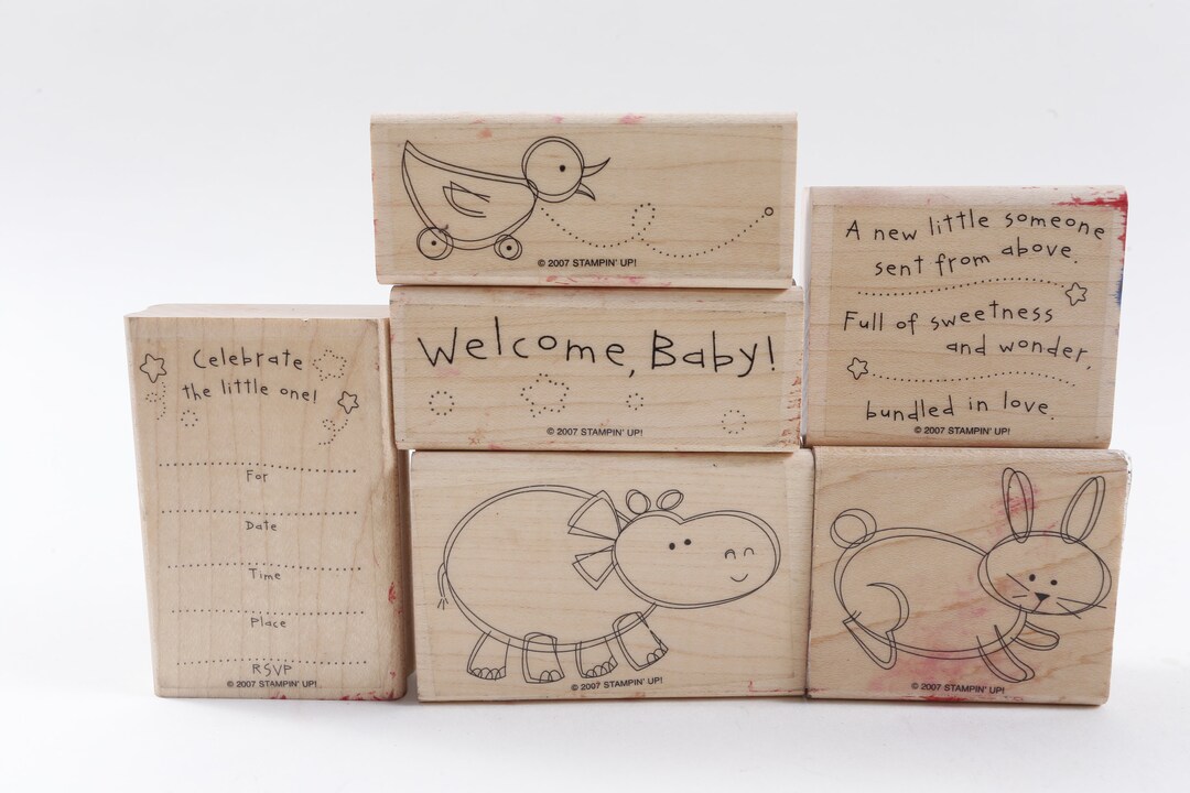 Baby, Birth, Cute Animals, Stamp Set, Message Stamp, Rubber Stamp ...