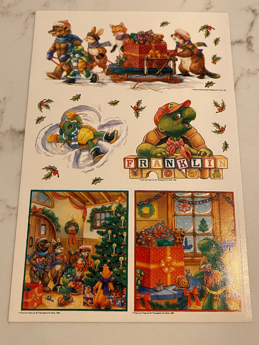 Franklin, Turtle, Christmas, Holiday, Animals, Sticker Sheet, 1986 ...