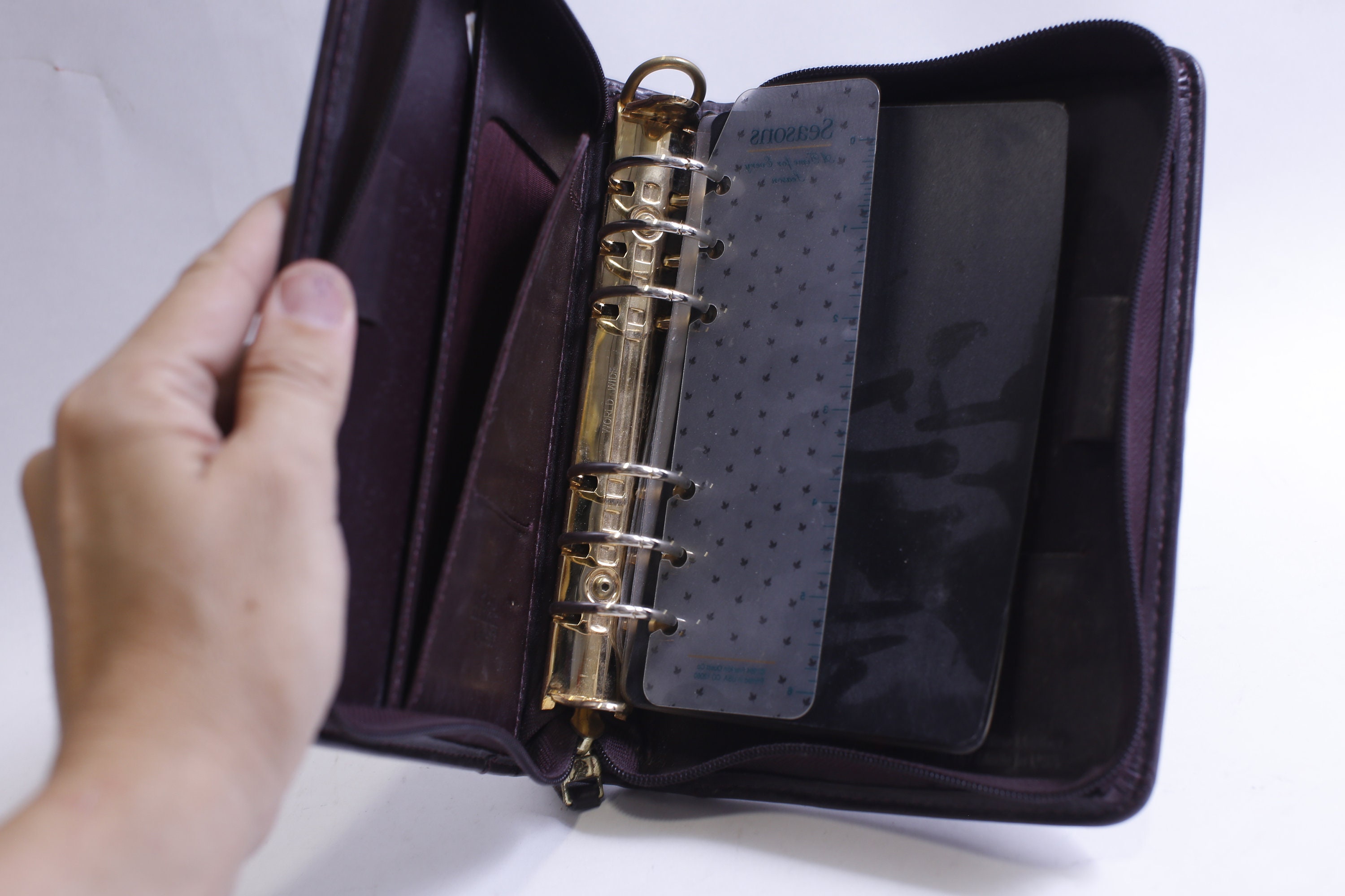 Franklin Day Planner, Brown, Full-grain Aniline Leather, Binder, Zipper ...