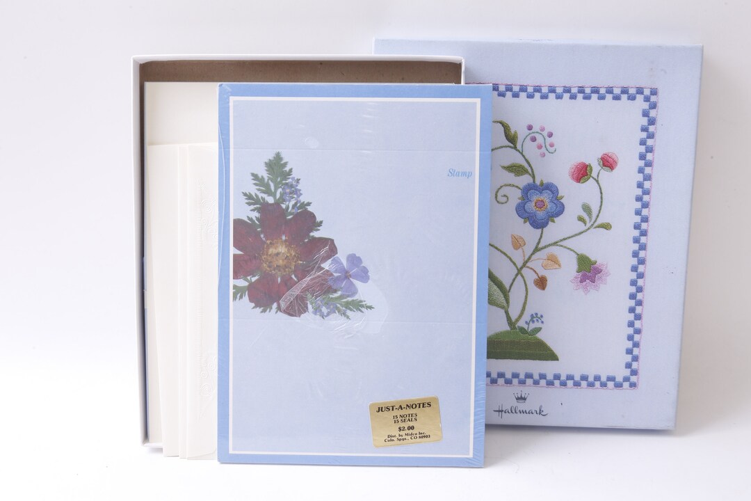 Hallmark, Just-a-notes, Notes, Cards, Seals, Blue, Flowers, Paper ...