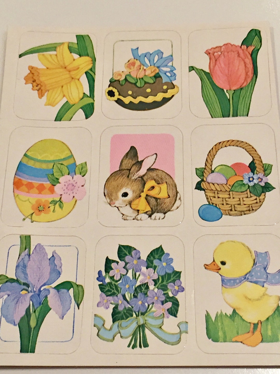 Easter Flowers Bunnies Chick Vintage Single Sticker Sheet 1978 Scrap ...