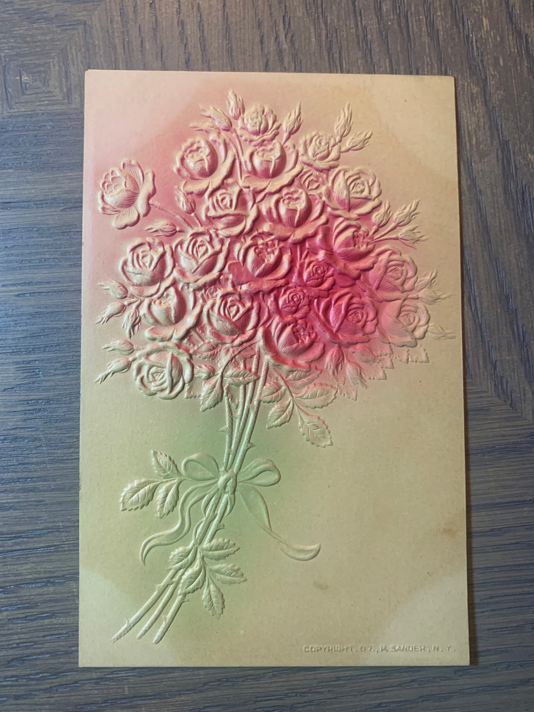 Roses Bouquet, Flowers, Post Card, Relief Picture, Pastel Colors, 1900s ...