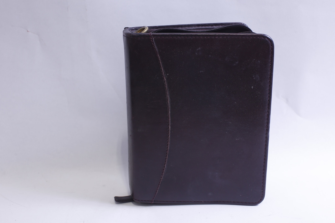 Franklin Day Planner, Brown, Full-grain Aniline Leather, Binder, Zipper ...