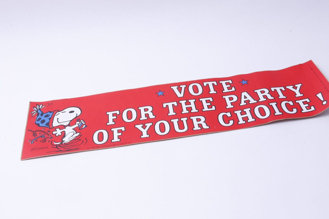 Bumper Sticker, Peanuts, Snoopy, Election Day, Vote, Banner, Red, Wall ...