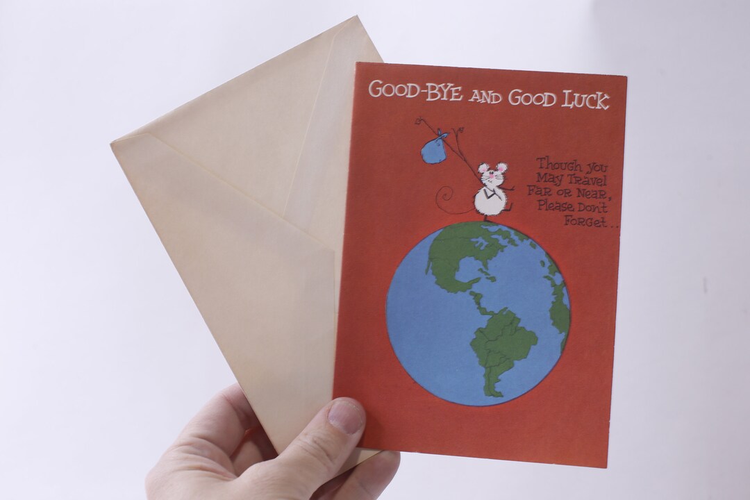 Funny Mouse Traveling Around Earth, Good-bye and Good Luck, Greeting ...
