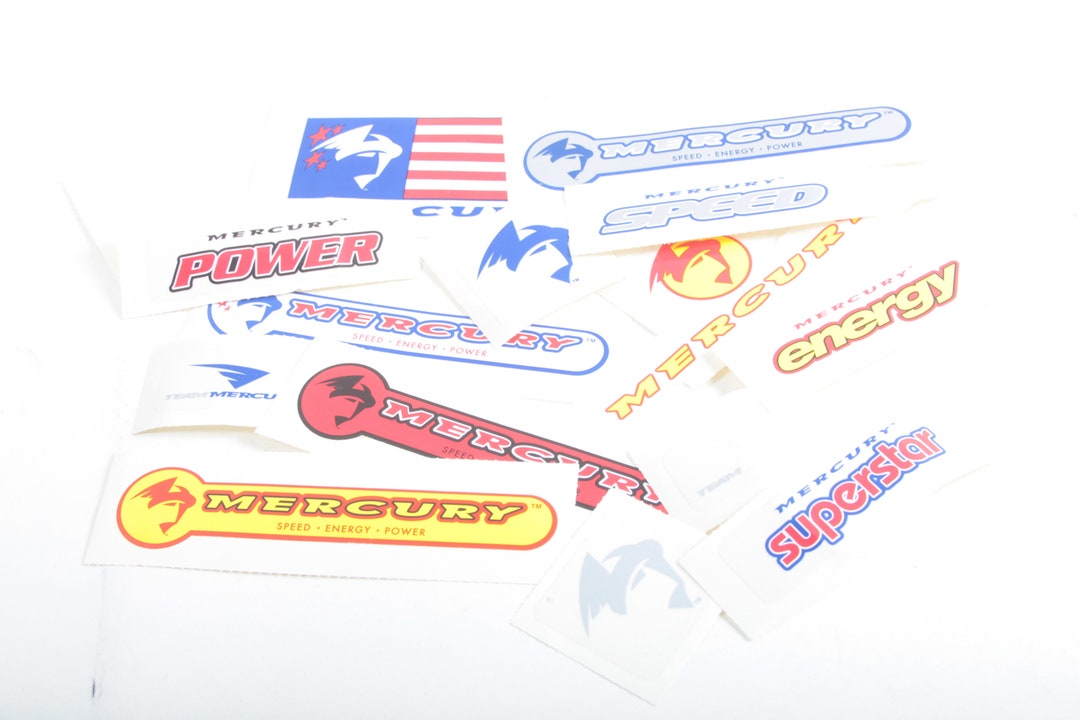 Vintage Stickers Mercury Retro Logo Brand Name Speed Energy Power ...