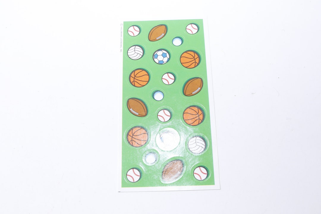 Balls, Baseball, Soccer, Volleyball, Softball, Vintage Single Sticker ...