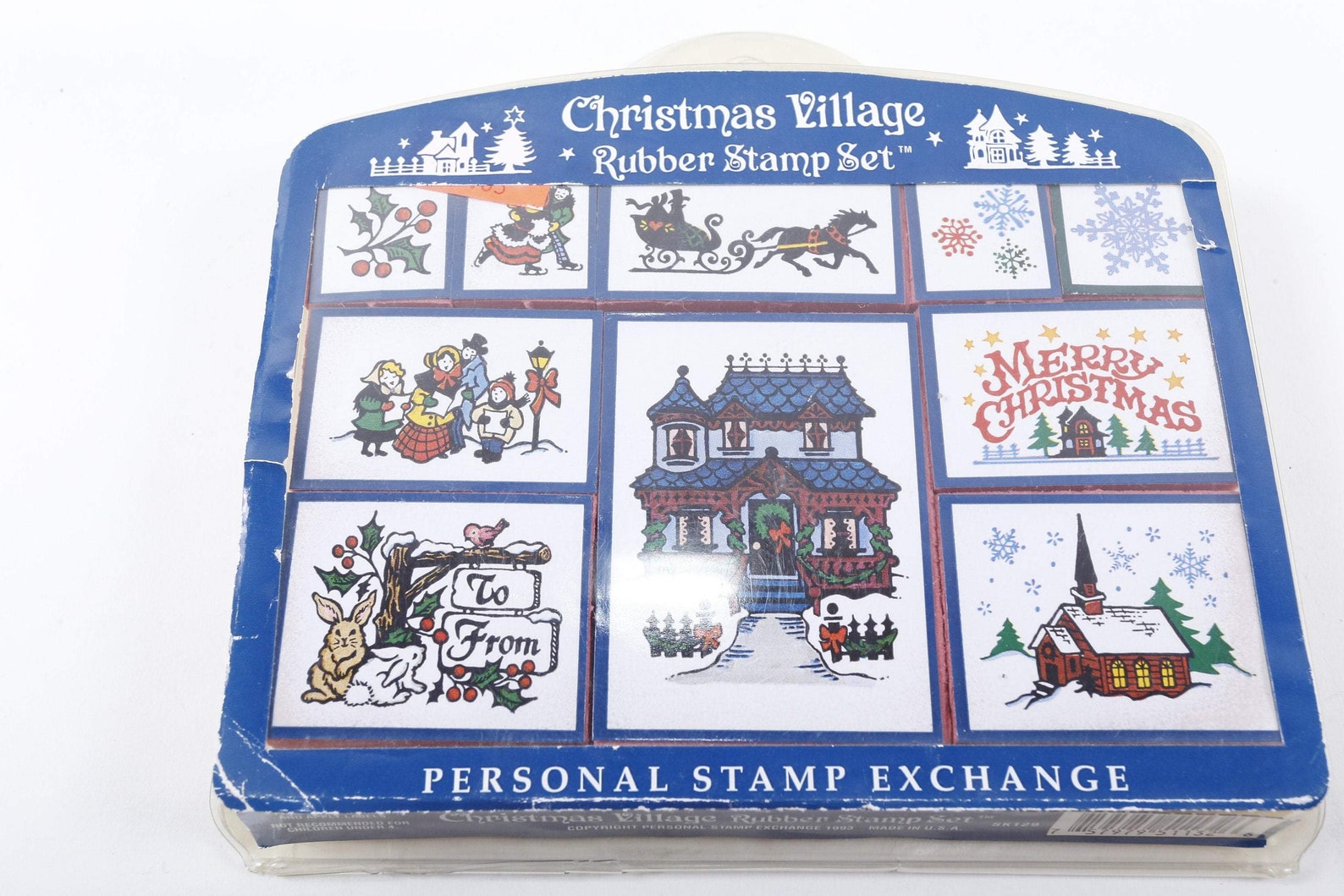 Christmas Village, Stamp Set, Message Stamp, Rubber Stamp, Personal ...