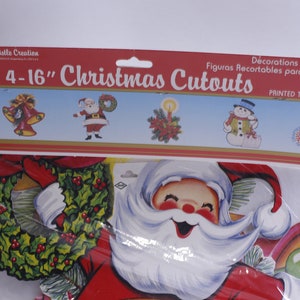 Christmas Cutots, 4-16", SEALED, Santa Claus, Bells, Candle, Snowman ...