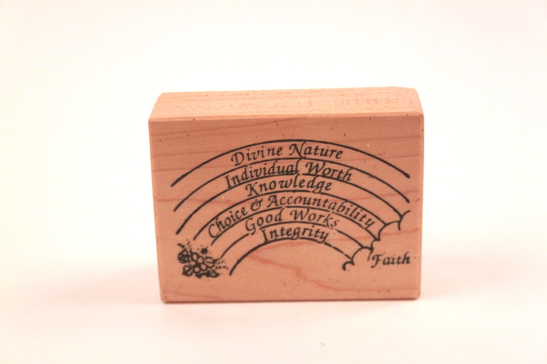 Young Women Virtues LDS Mormon Rainbow Vintage Rubber Stamp - Card ...