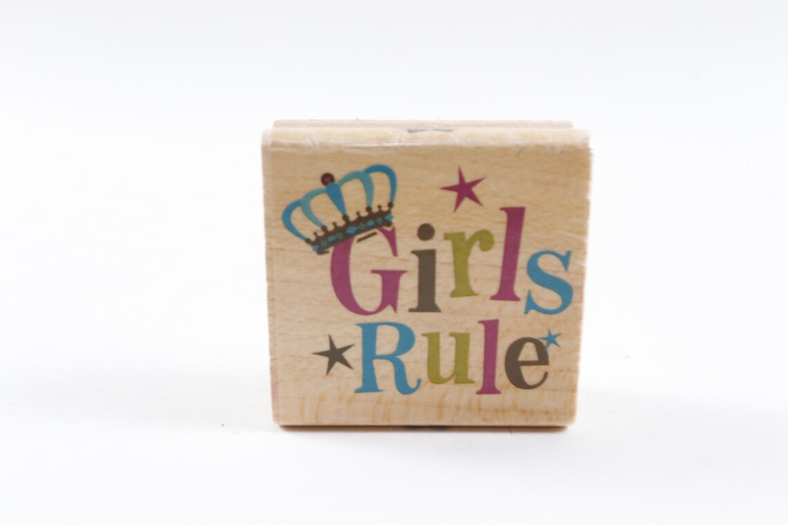 Girls Rule Crown Queen Stamp Wooden Rubber Stamp Rubber - Etsy