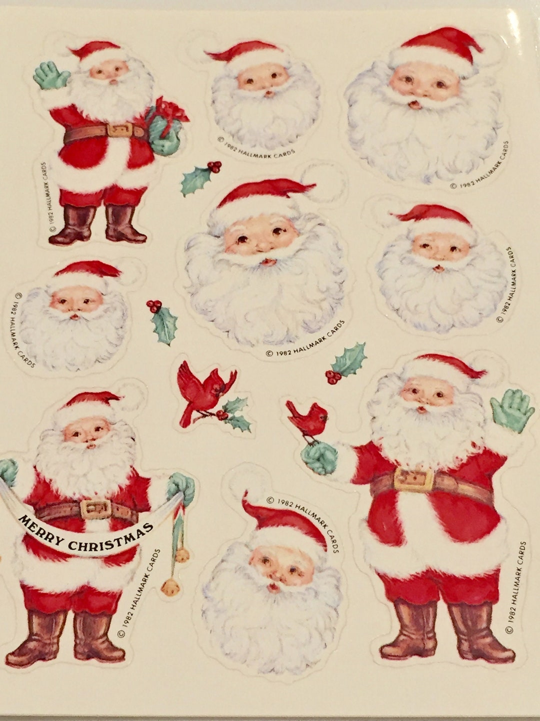 Christmas Santa Clause Animals Vintage Single Sticker Sheet 1982 Scrap ...