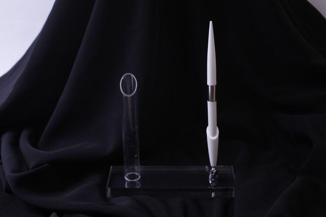 Lucite Modern Desk Pen Stand, Transparent and White, Pen Holder, School ...
