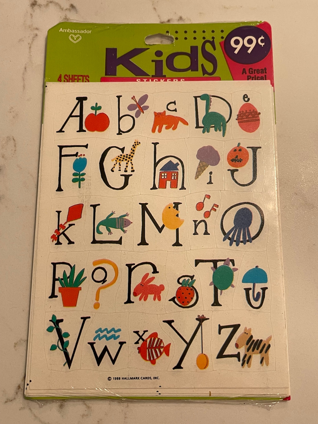 ABC, Alphabet, Letters, Objects, Characters, Sticker Sheet, Set of 4 ...