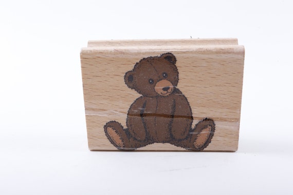 Cute Teddy Bear Soft Plush Toy Animal Message Stamp Wooden - Etsy