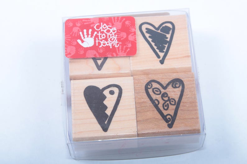 Stamp Set of Four Vintage Hearts Romantic Close to MY | Etsy