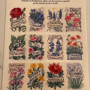 Birth Flowers, Months, Floral, Calendar, Retro, Waterpaint, Sticker ...