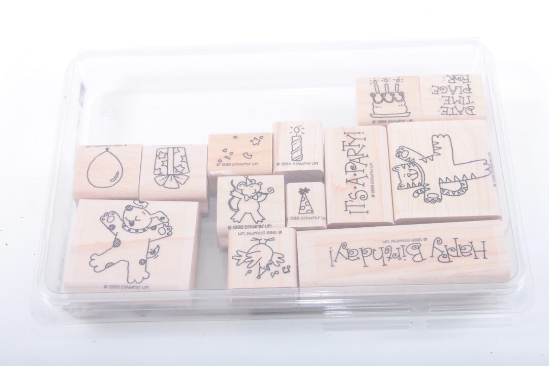 Stampin Up, Party Animals, Funny, Happy Birthday, Cake, Vintage, Stamp ...