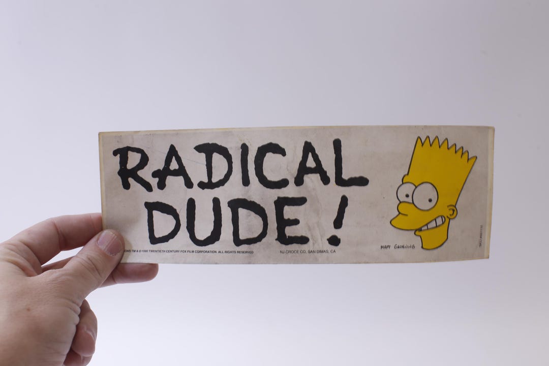 Bart Simpson, Radical Dude, Sticker, Matt Groening, 1990, 20th Century ...