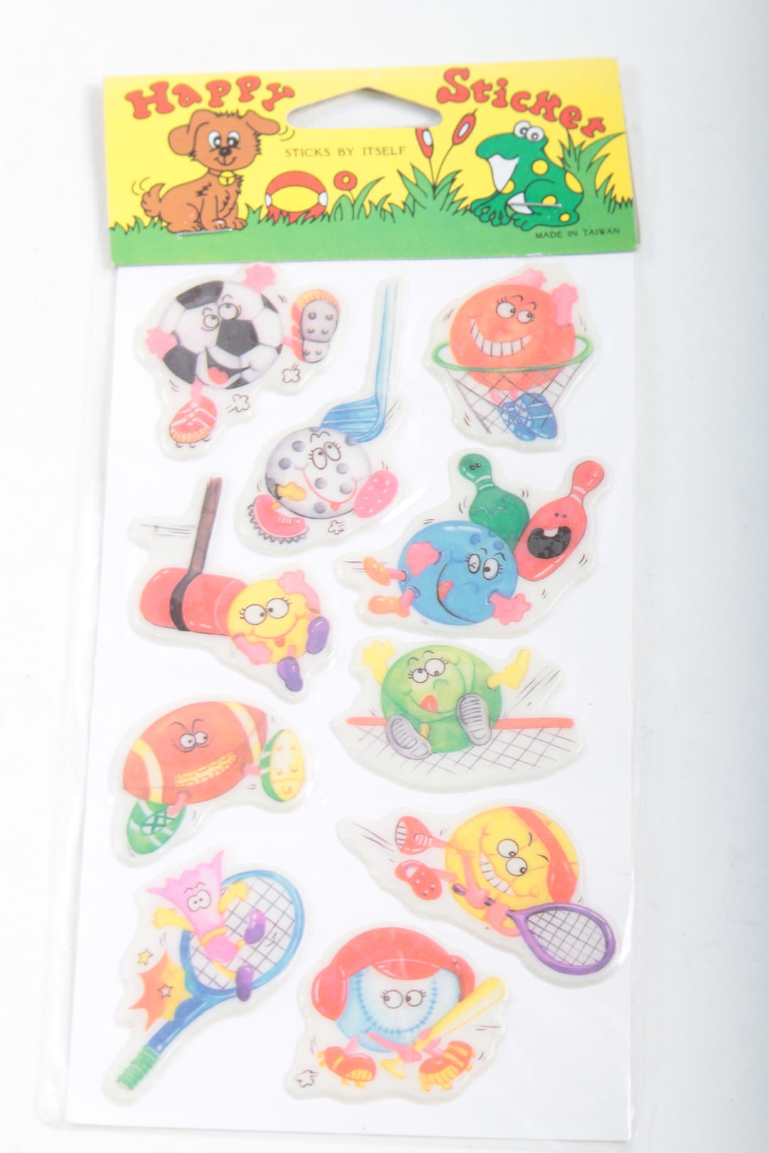 Happy Stickers Funny Sports Balls Football Golf Vintage Set Cute ...