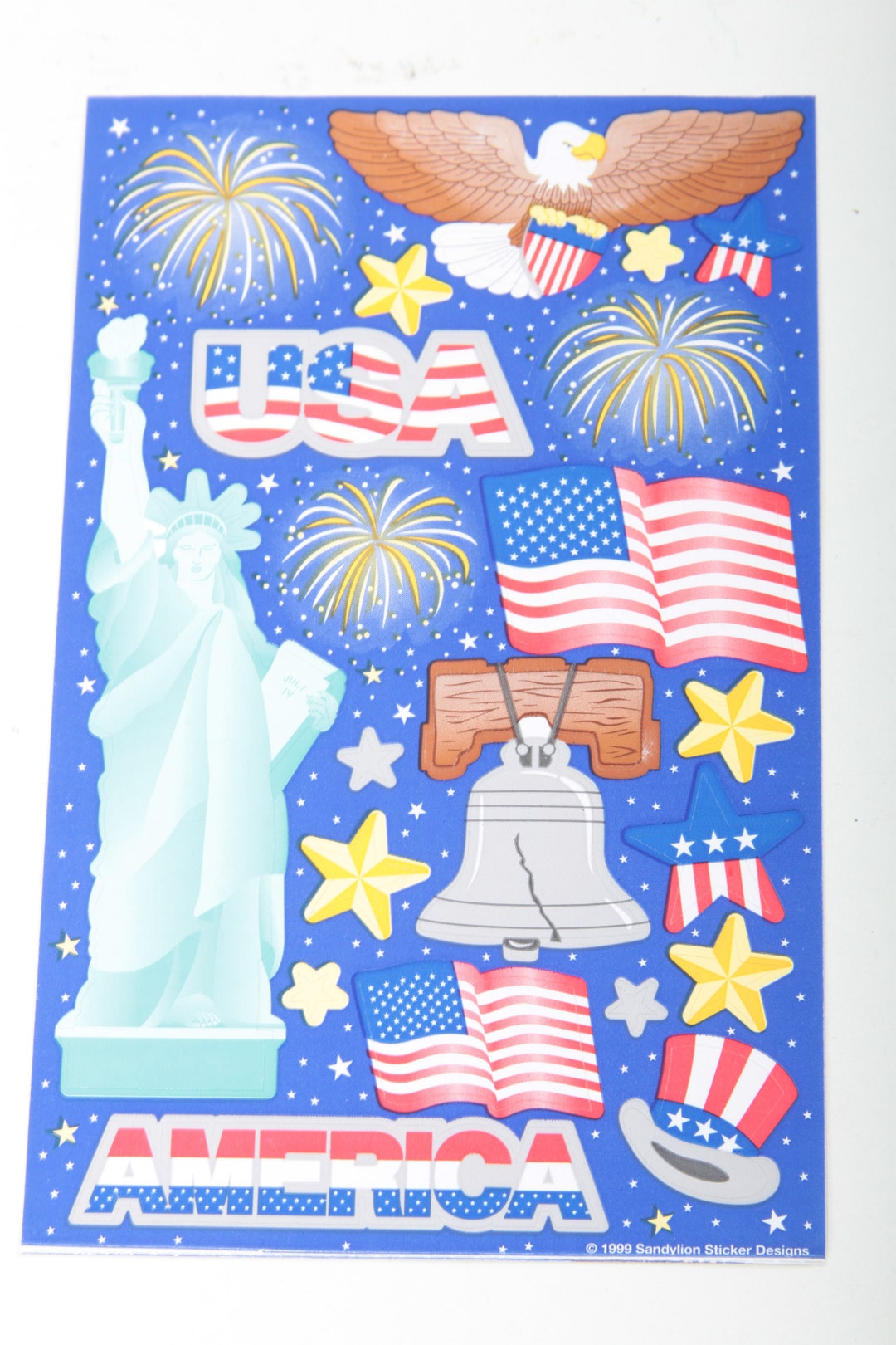 Vintage Stickers USA Flag America Statue of Liberty Liberty Bell Eagle ...