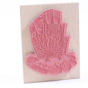Castle, Clouds, Towers, Flags, Fairy Tale, - Message Stamp - Wooden ...