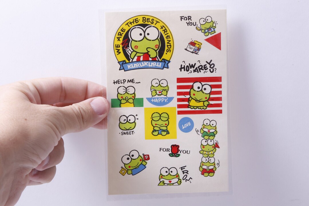 Sanrio, Keroppi, Frog, Sticker Sheet, Phrases, Best Friends, Emotions ...