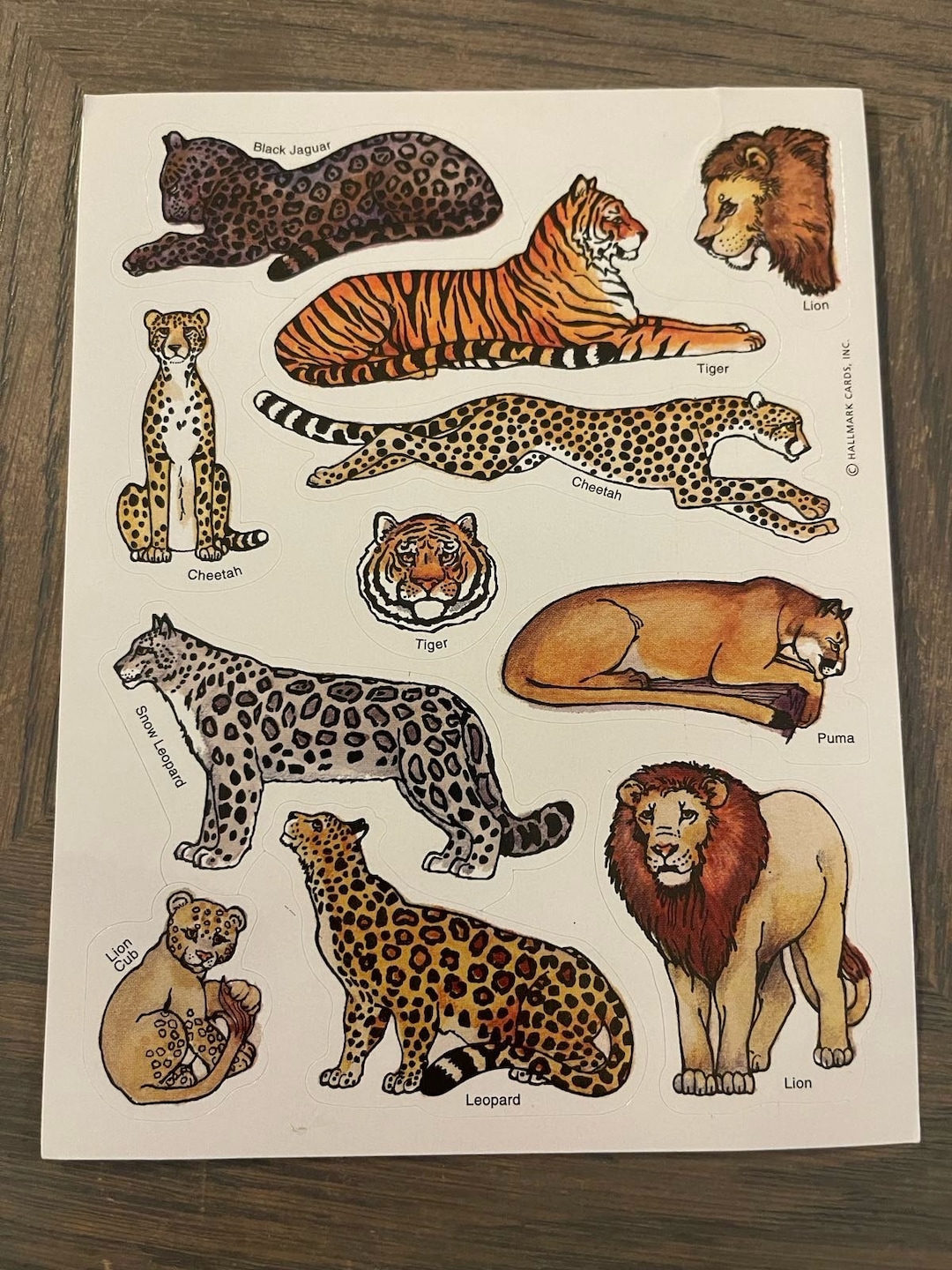 Vintage, Hallmark, Jungle Animals Full Sticker Sheet, Leopard, Big Cats ...