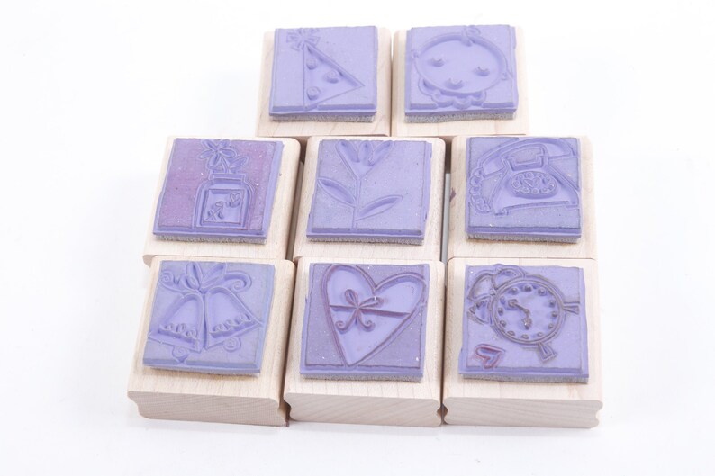 Baby Phone Clock Bells Party Hat Flower Heart Stampin up 2004, Stamp ...