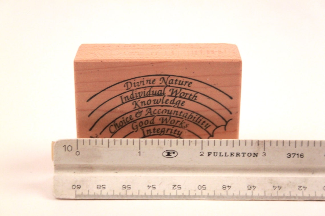 Young Women Virtues LDS Mormon Rainbow Vintage Rubber Stamp - Card ...