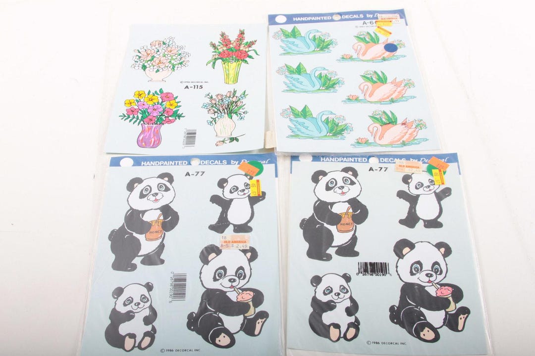 80s Iron on Transfers Vintage Hand Painted Decals Stickers Sets Cute ...