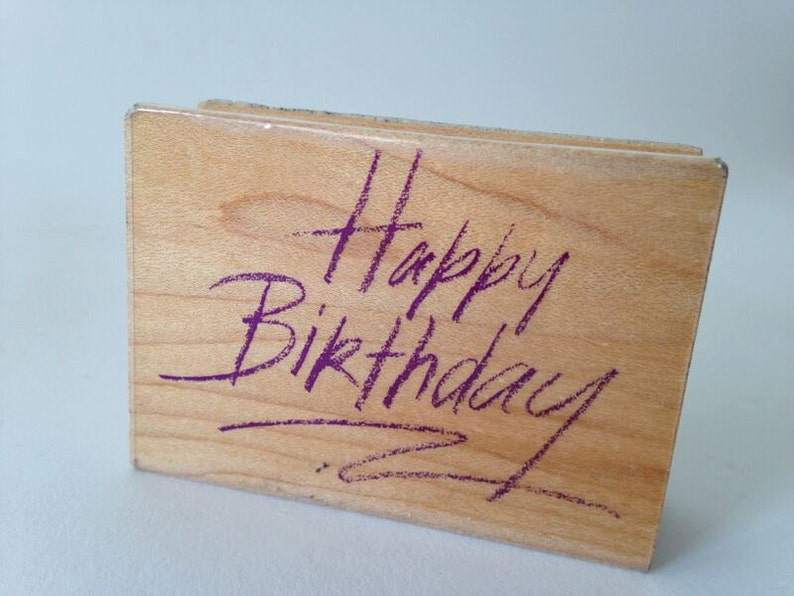 Happy Birthday Script Typography Card Making Rubber - Etsy