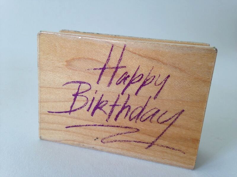 Happy Birthday - Script Typography - Card Making - Rubber Stamp ...