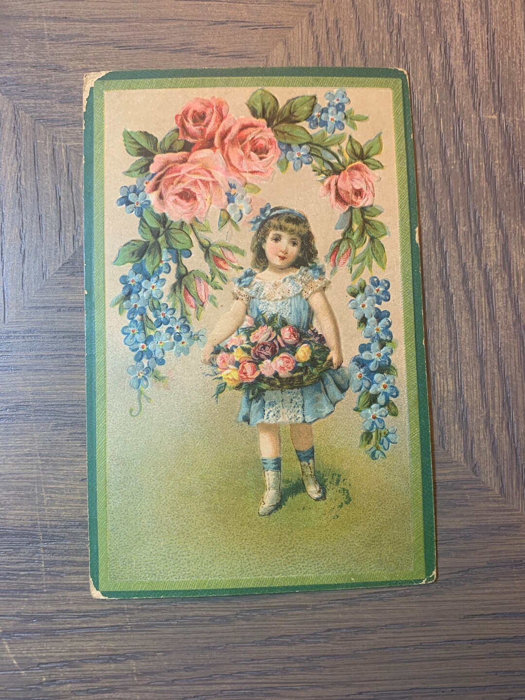 Girl With Roses, Post Card, 1900s, USED, Writing, Message Card, Made in ...