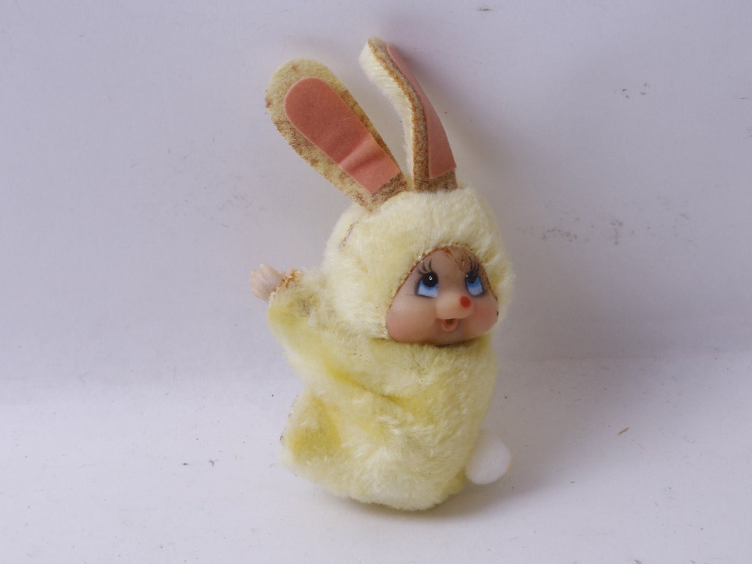 Monchhichi, Yellow, Rabbit, Flocked, 4", Pencil Topper, Hugger, Plush ...