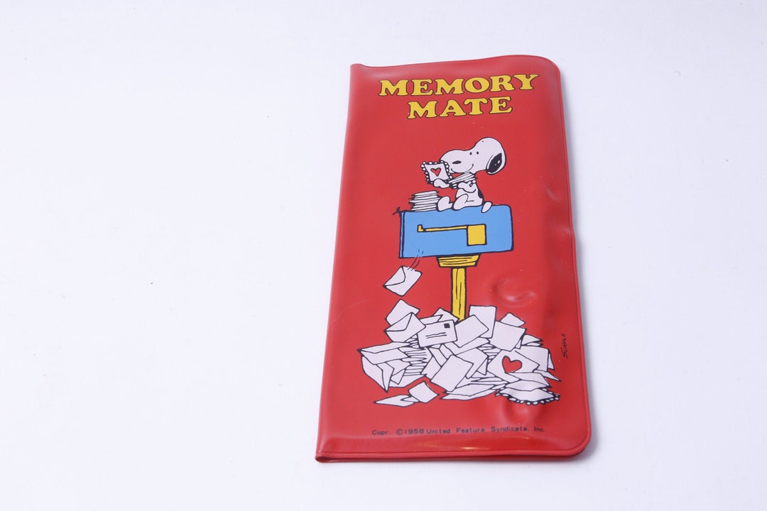 Peanuts, Snoopy, Memory Mate, Red Notepad, Folding, Card, Pencil ...