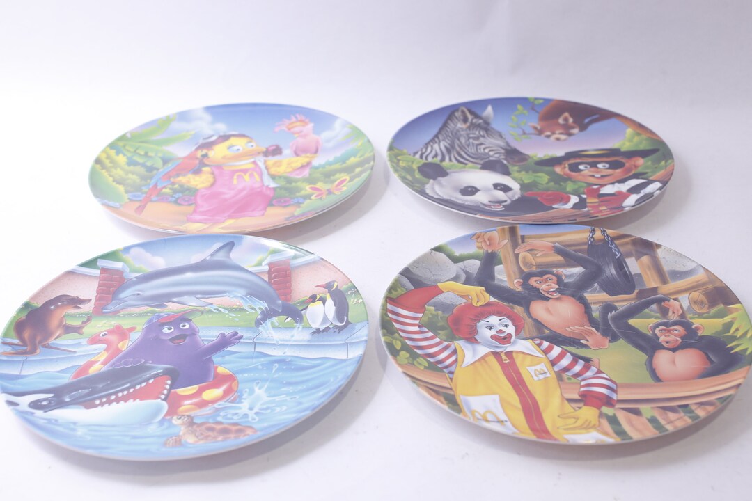Mcdonald's Plates, Set of 4, Cute Zoo Animals, Birthday, Party, Dining ...