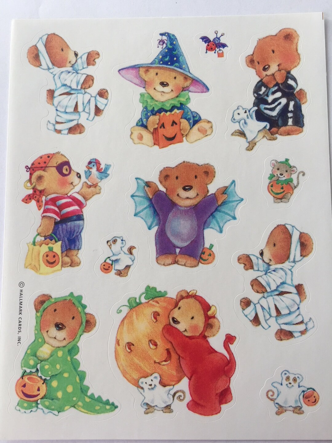 Heartline Halloween Teddy Bears Vintage Single Sticker Sheet 1980's ...