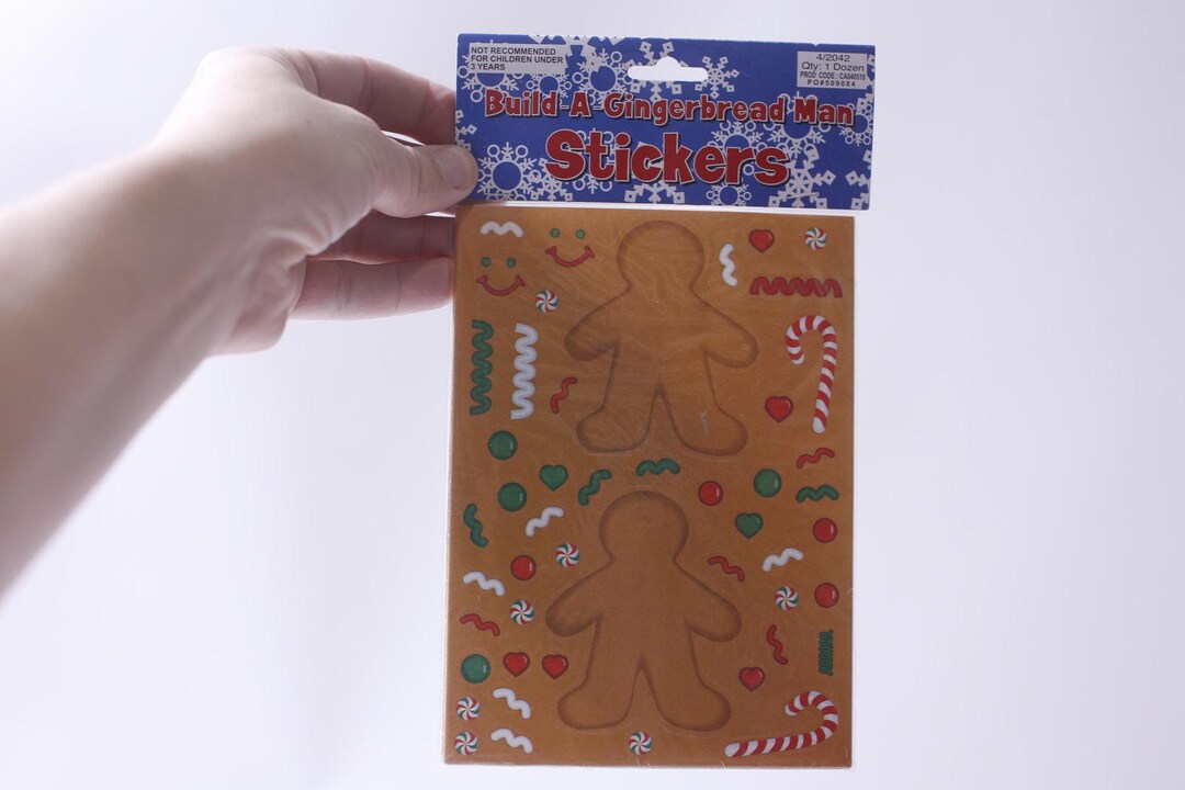 Christmas, Build A Gingerbread Man, One Dozen, Sticker Sheets Vintage ...
