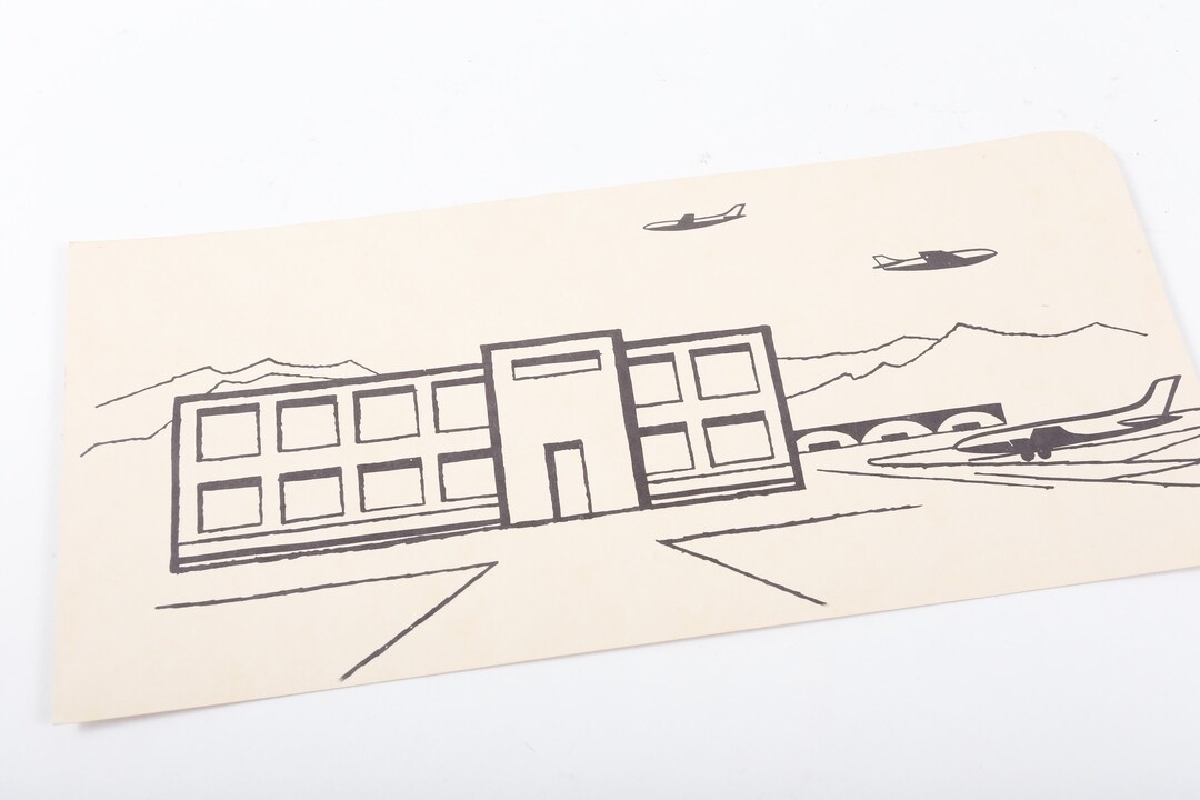 Airport El Aeropuerto - Spanish Flash Card Sepia Aged Vintage Sight ...