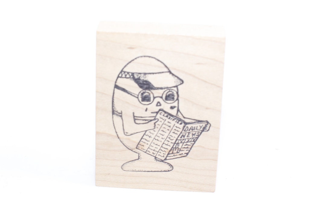 Funny Egg-shaped Person Reading a Newspaper, Message Stamp, 2000 ...