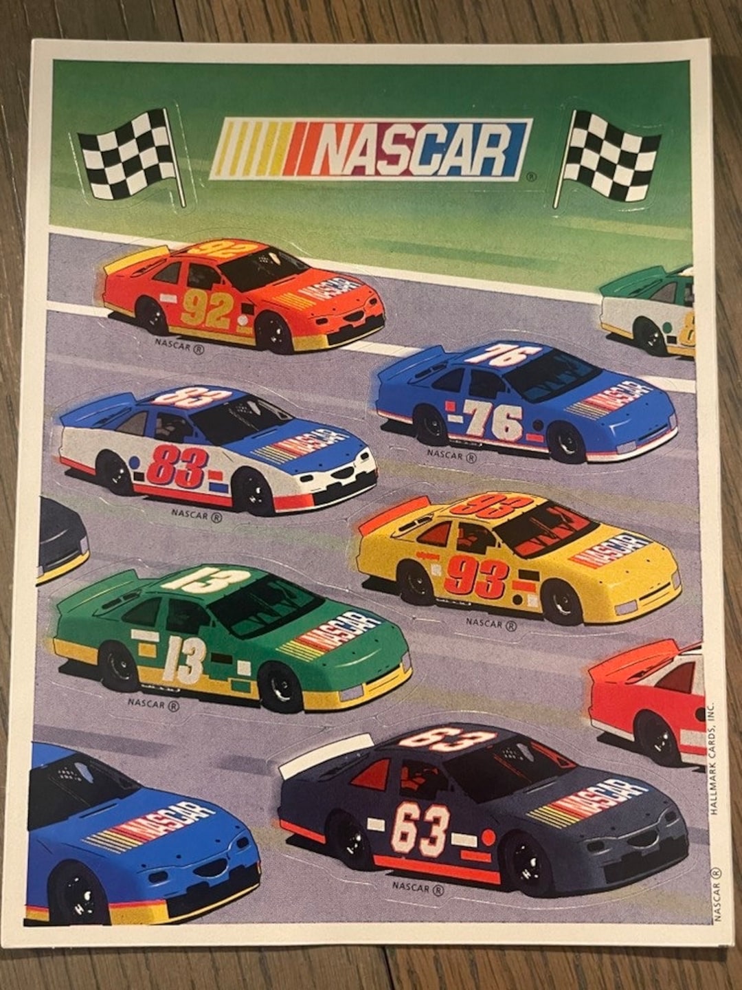 Vintage, Hallmark Cards, NASCAR, Full Sticker Sheet, Scrap Booking, Car ...