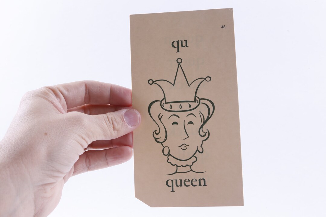 QU QUEEN - Flash Card, Two-sided, Sepia, Aged, Vintage, Antique, Sight ...