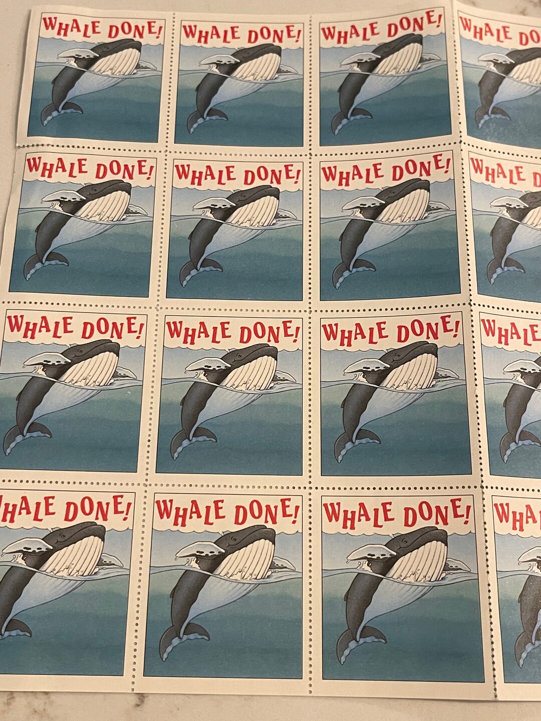 Well Done, School, Reward, Message, Whale, Ocean, Funny, Postage Stamp ...