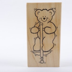 Teddy Bear Jumping Pogo Stick Animal - Message Stamp - Country Bear ...