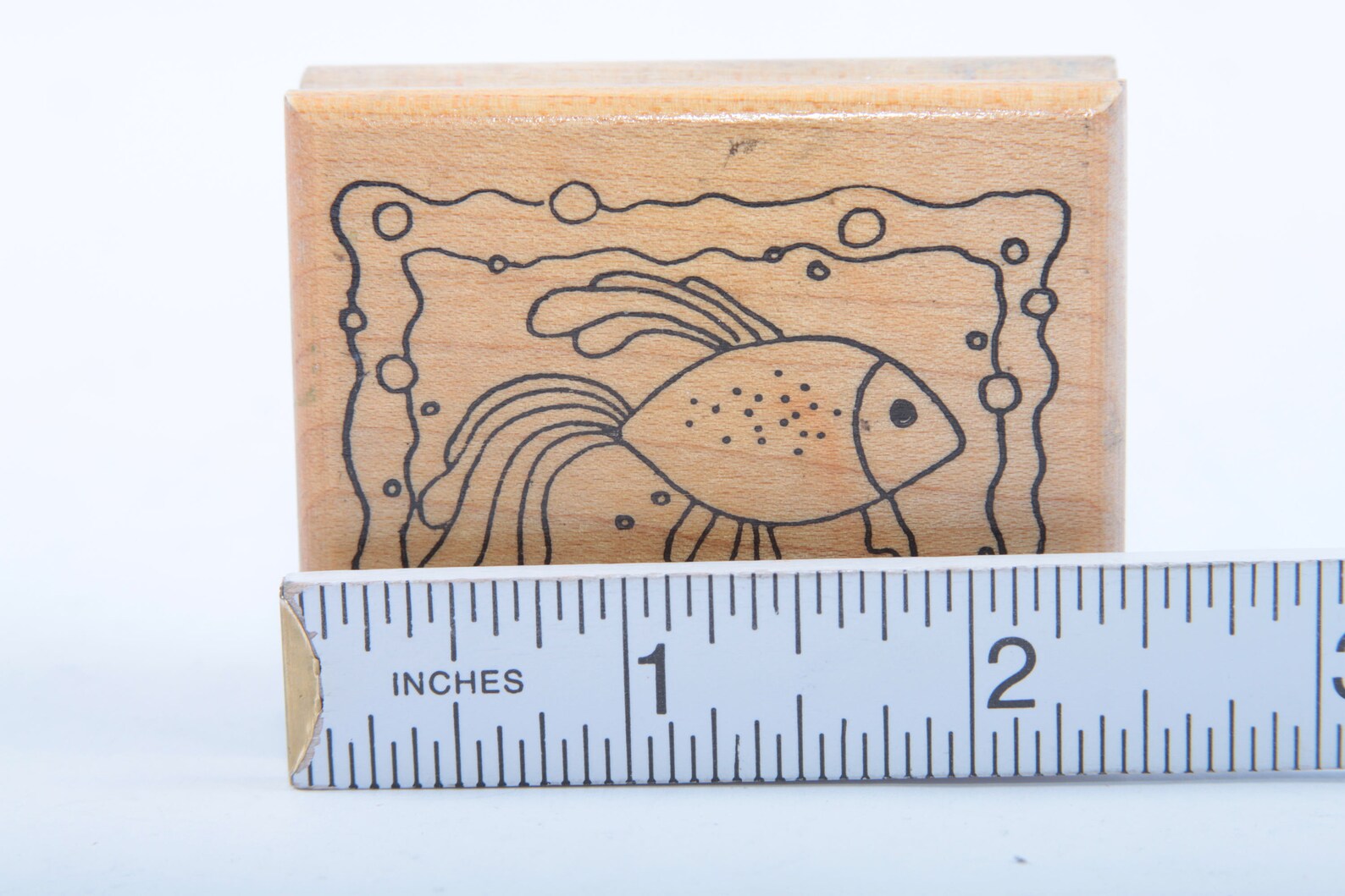 Single Stamp Vintage Cute Fish in A Frame Wood Mounted - Etsy